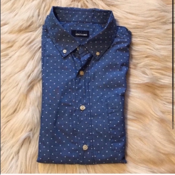 Basic Editions | Shirts | Basic Editions Long Sleeve Blue Polka Dot Button Down Shirt | Poshmark